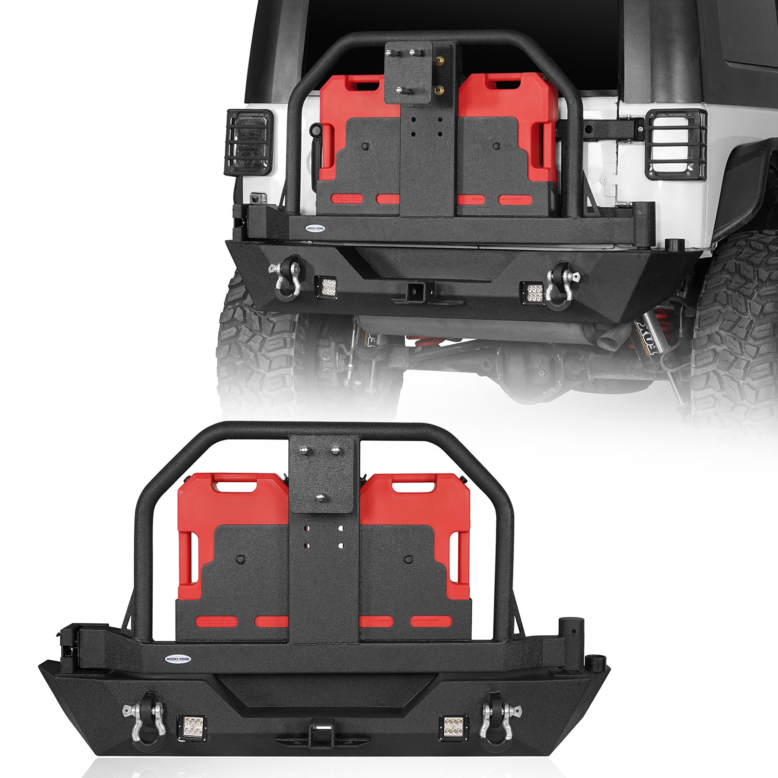 Rear Bumper With Rack Bar & Spare Tire Frame for 2007-2018 Jeep Wrangler JK