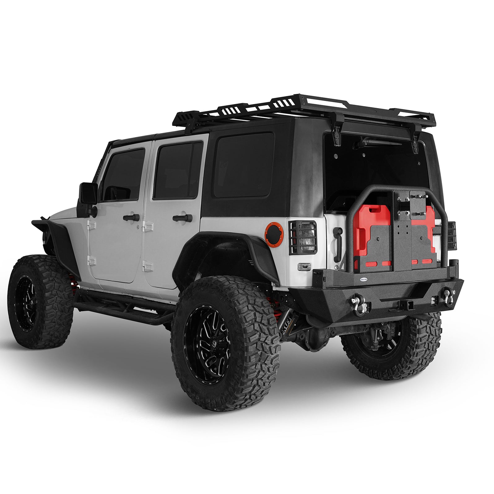Rear Bumper With Rack Bar & Spare Tire Frame for 2007-2018 Jeep Wrangler JK