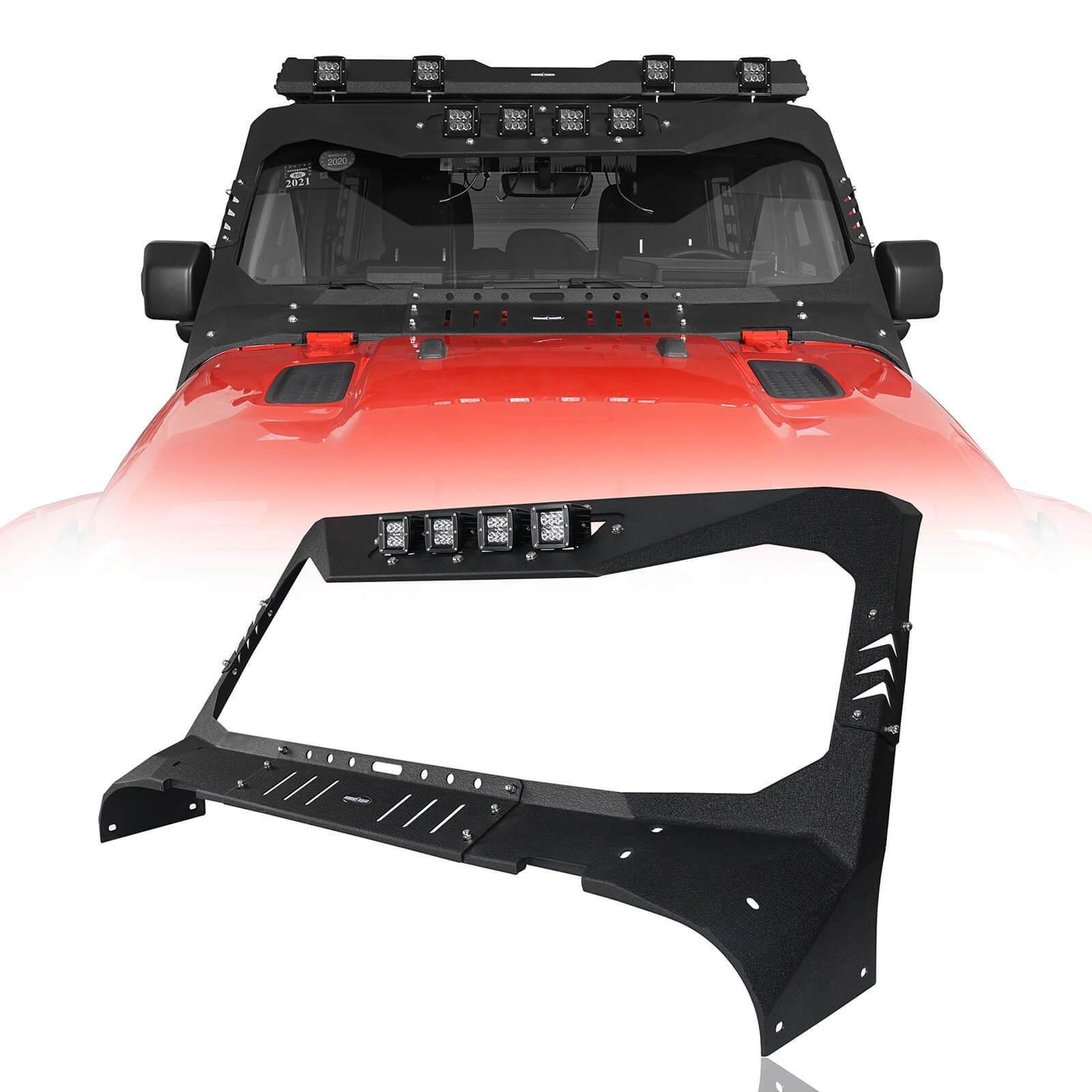 Windshield Frame Cover Visor Cowl w/LED Lights for Jeep Wrangler JL ...