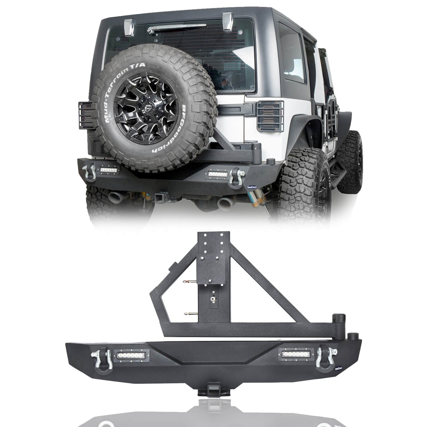 Rock Crawler Front Bumper & Different Trail Rear Bumper w/Tire Carrier ...